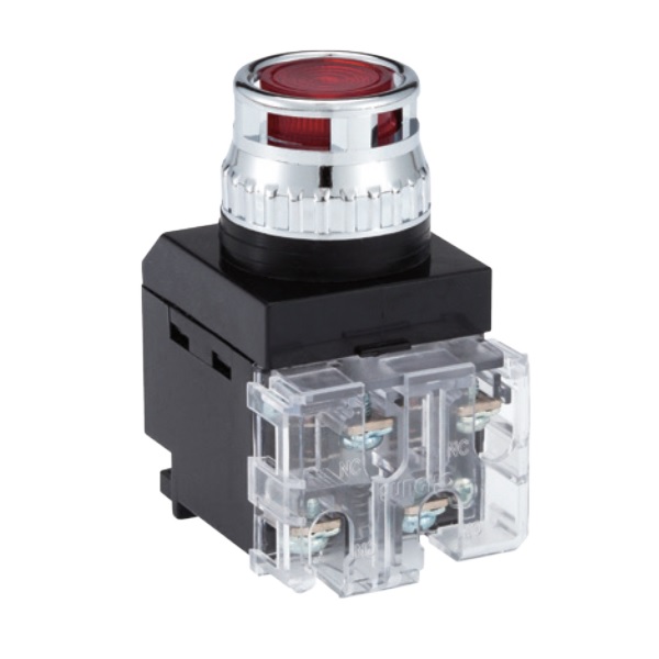 Đại Lý Phân Phối Nút Nhấn Đỏ Có Đèn 220VAC Phi 25 Sungho PR-25L-2L-R